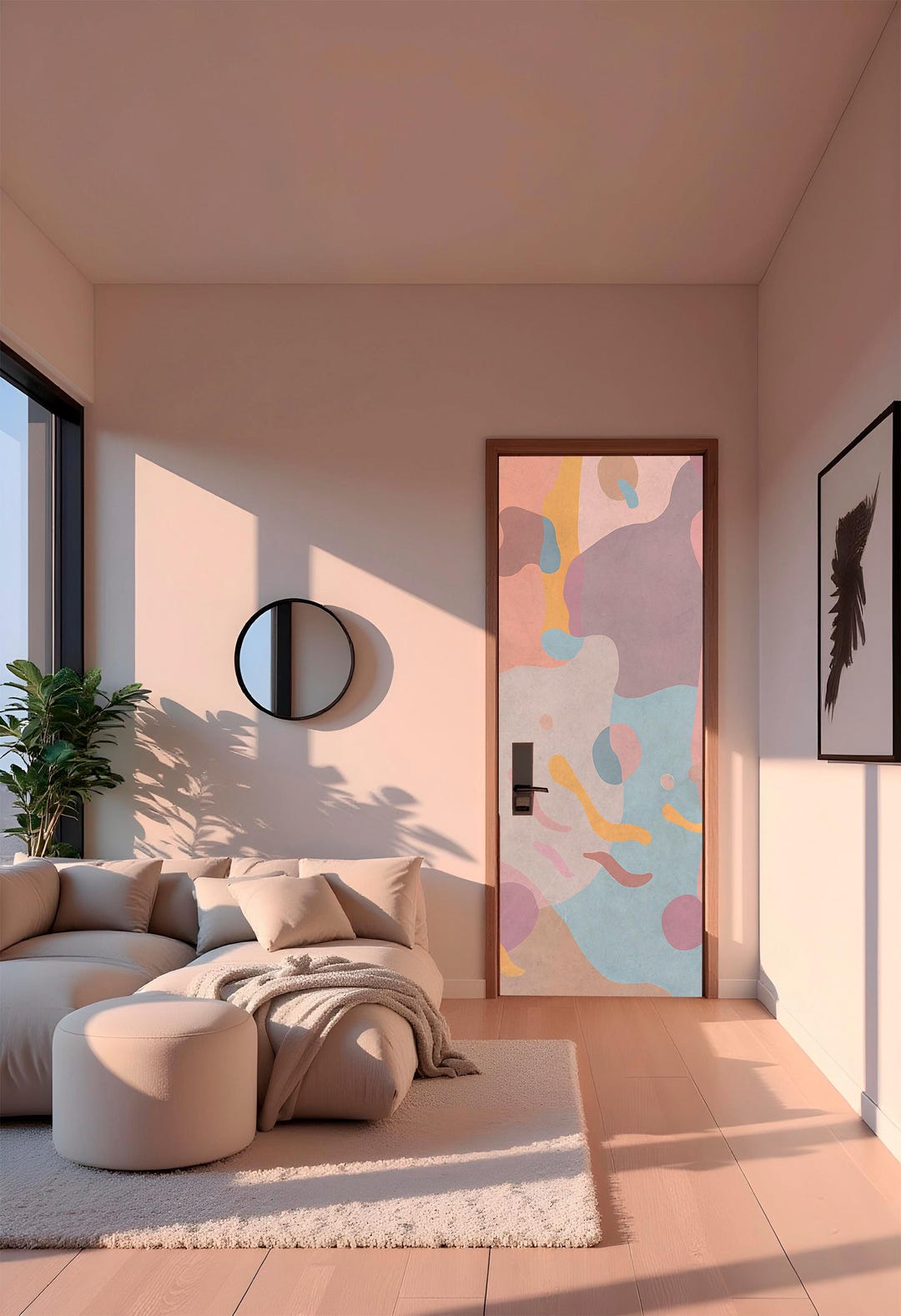 Abstract Door Mural, Pastel Door Wrap, Modern Door Skin, Abstract Art ...