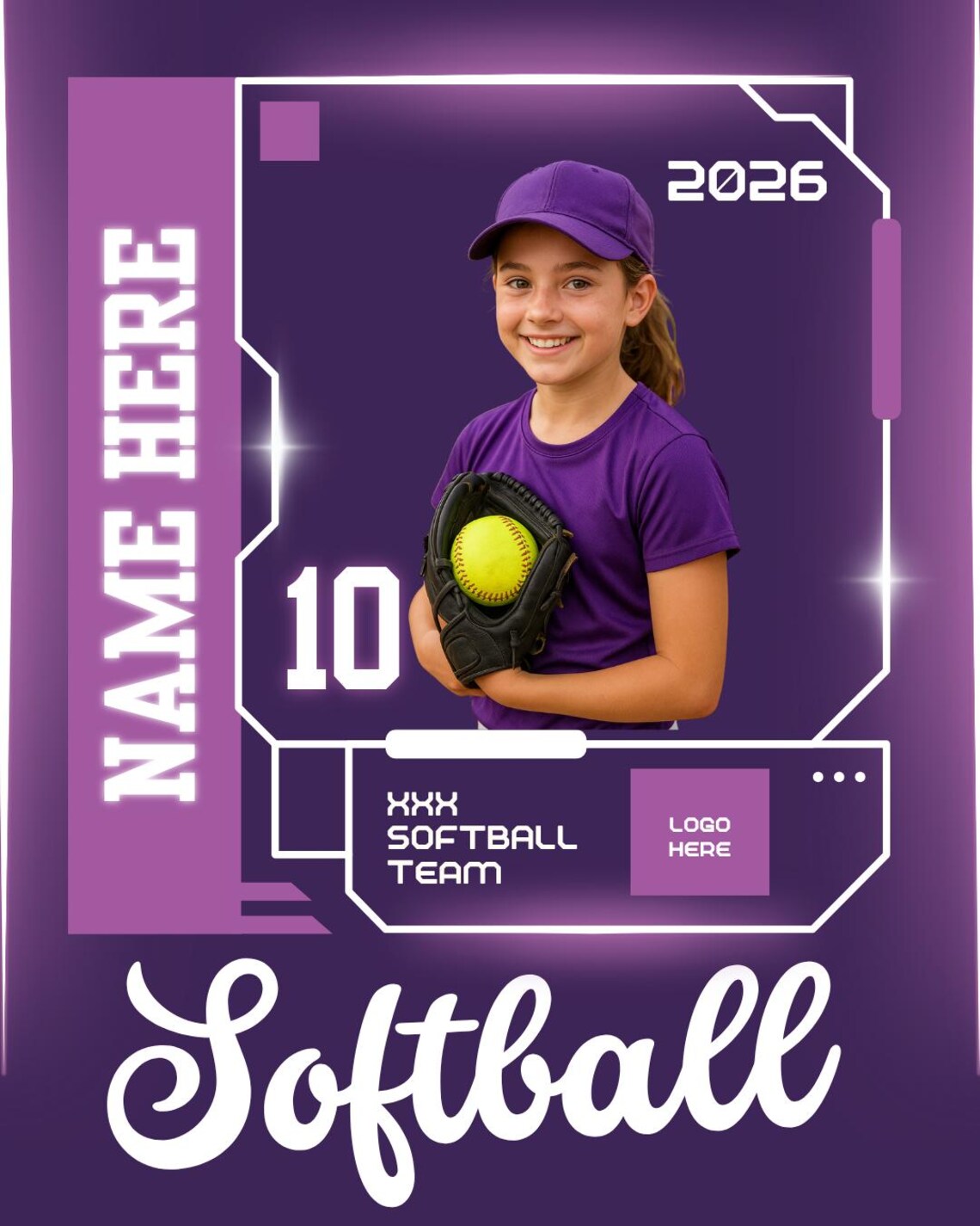 Softball Card Template – Editable Canva Template - Etsy