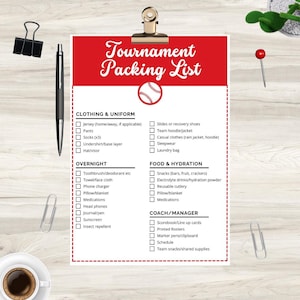 Baseball Tournament Packing List Template – Editable Canva Template - Etsy
