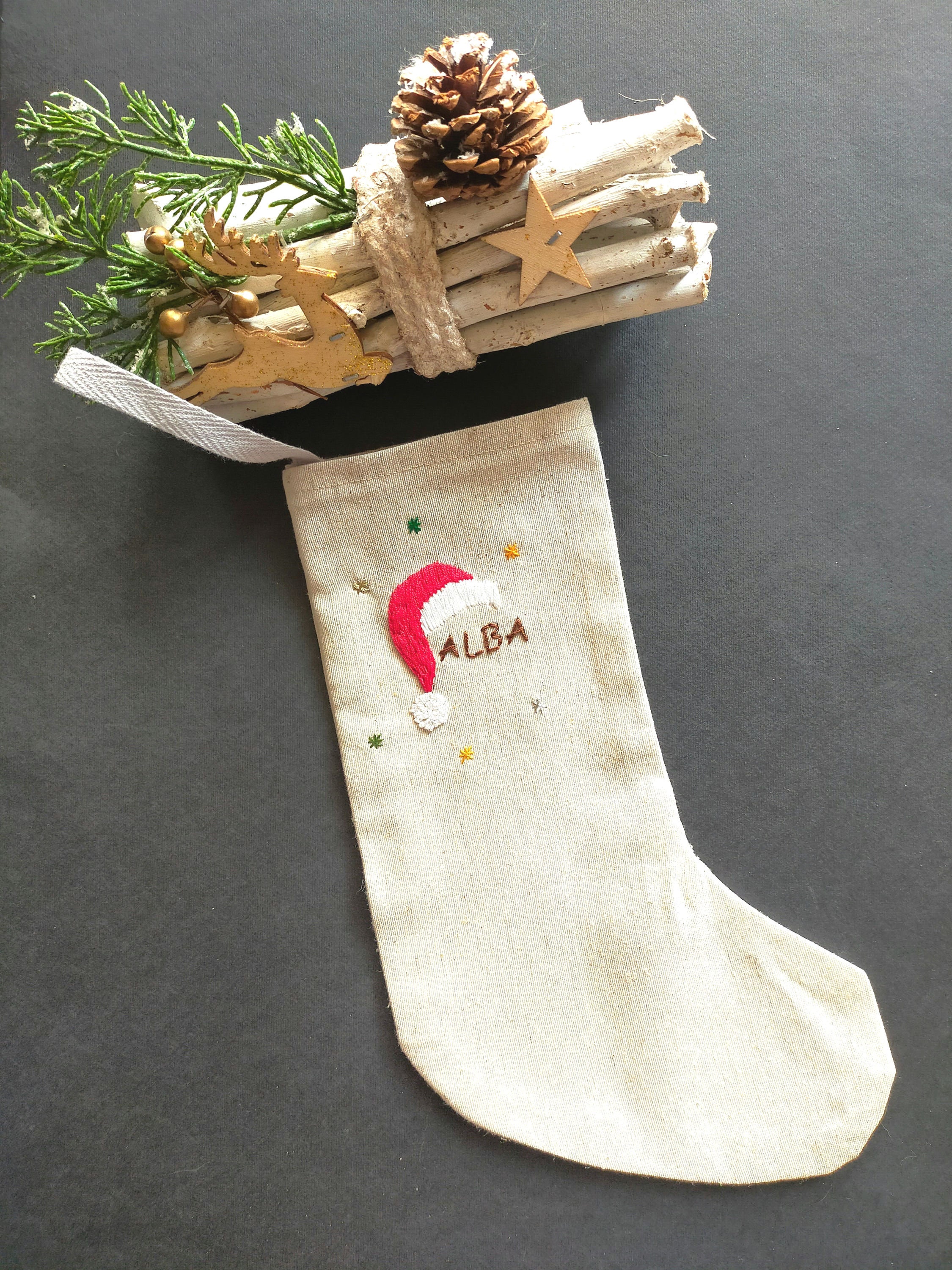 Christmas Stockings, Handmade Christmas Socks, Christmas Embroidered ...