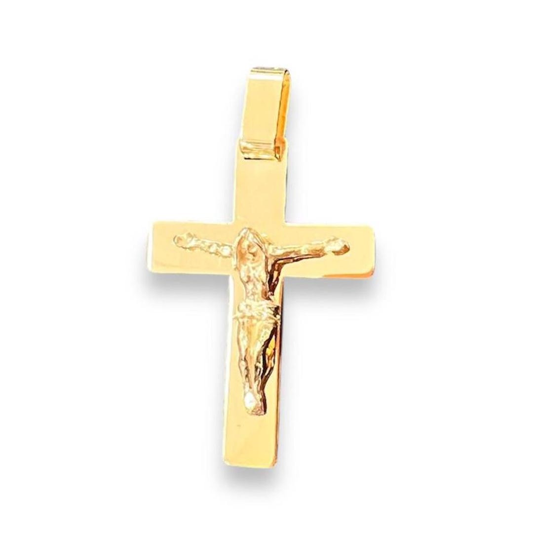 CROSS PENDANT 18K Yellow Gold, Latin Cross Yellow Gold, Crucifix 18k ...