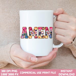 Floral Glitter Amen Png, Retro Amen Png, Preppy Easter Png, Amen Png ...