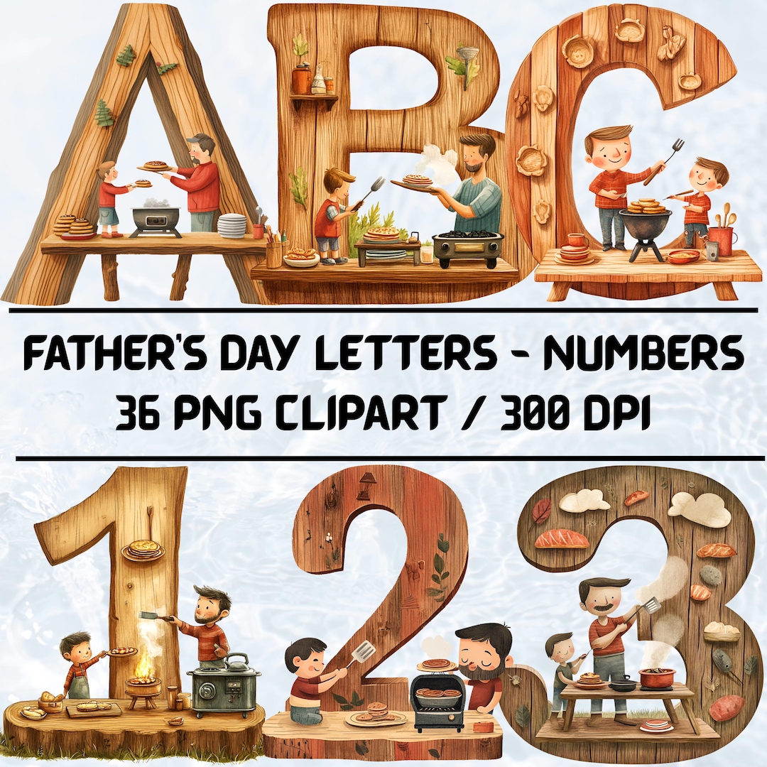 Fathers Day Letters and Numbers PNG Clipart, 36 Png Rustic Letters, Dad ...