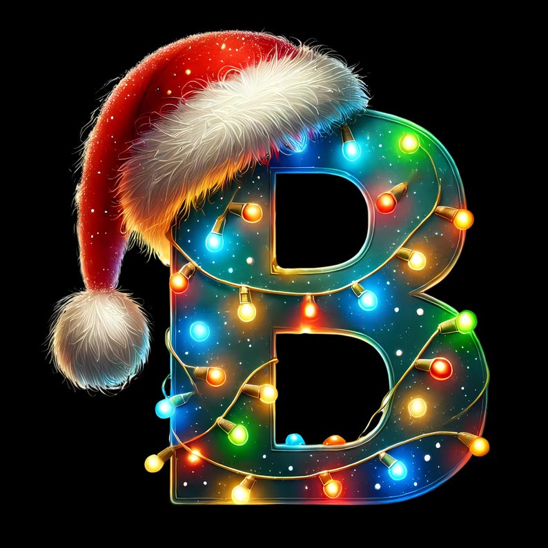Watercolor Christmas Alphabet PNG, Doodle Letters Clipart Set, Festive ...