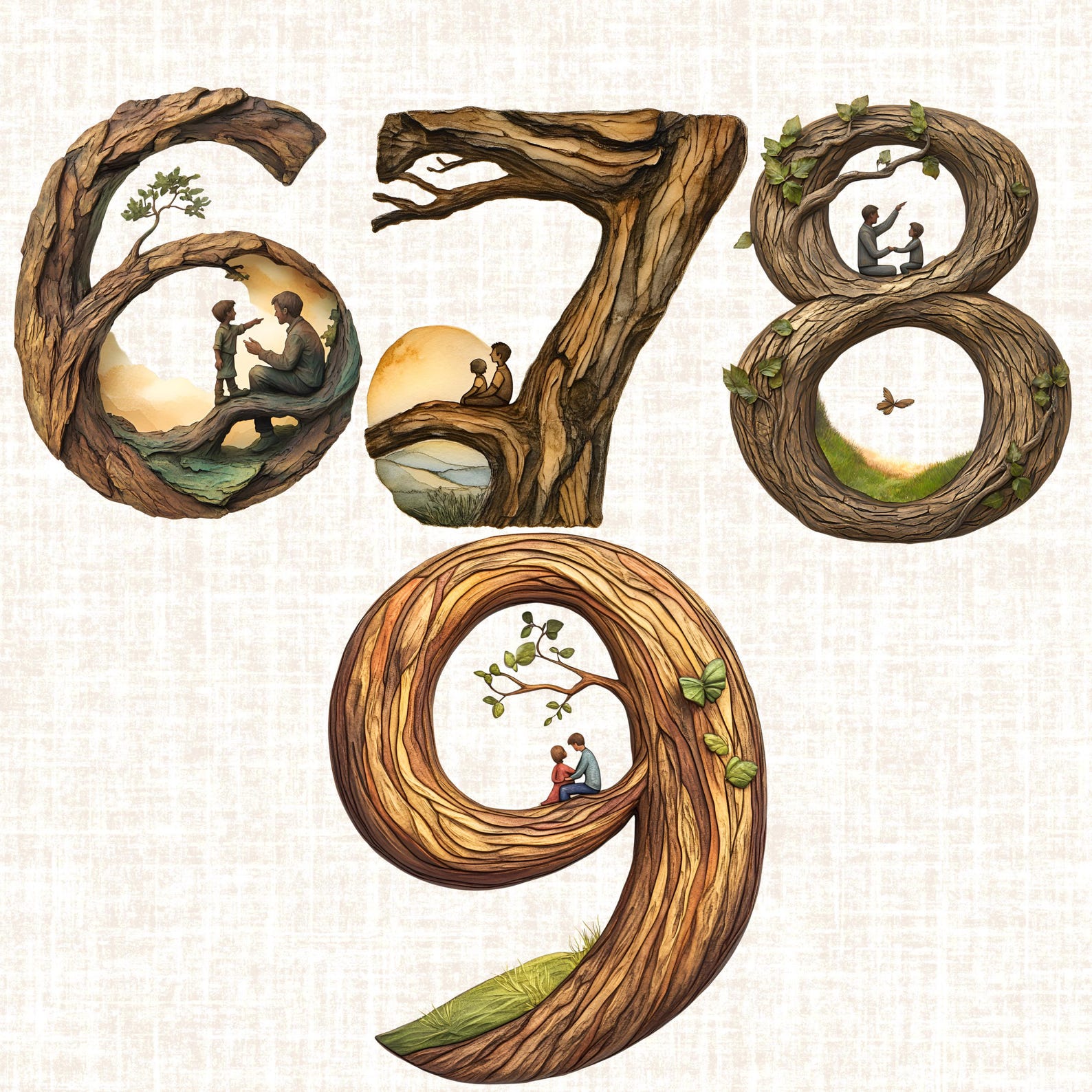 Father and Child Tree Letters & Numbers Clipart | Father's Day | A-Z 0 ...