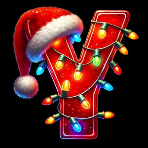 Christmas Lights Alphabet PNG Bundle, Santa Hat Letters Clipart ...