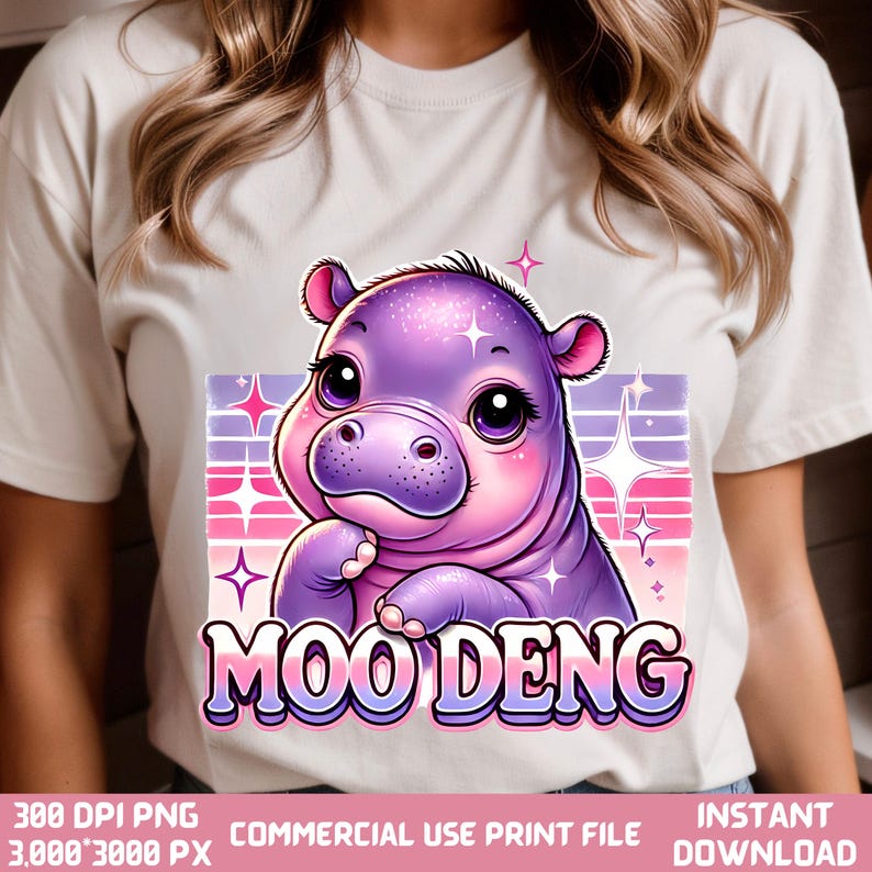 Moo Deng Watercolor Cartoon Png, Pygmy Hippo Png, Baby Hippopotamus Png ...