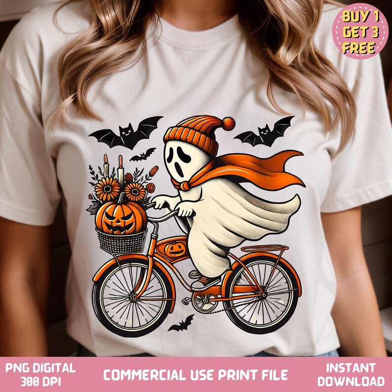 Cute Ghost Ride Floral Png, Cute Ghost, Spooky Ghost PNG, Halloween Png ...