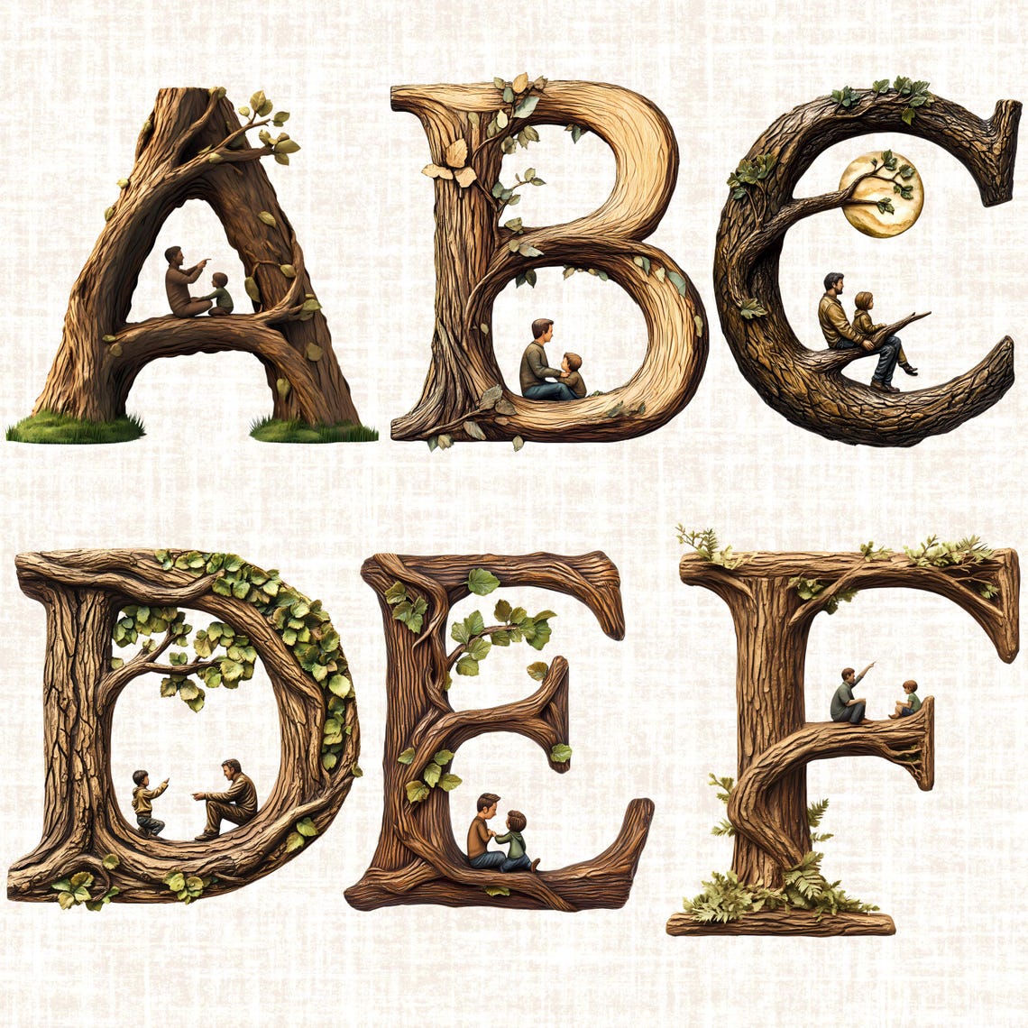 Father and Child Tree Letters & Numbers Clipart | Father's Day | A-Z 0 ...