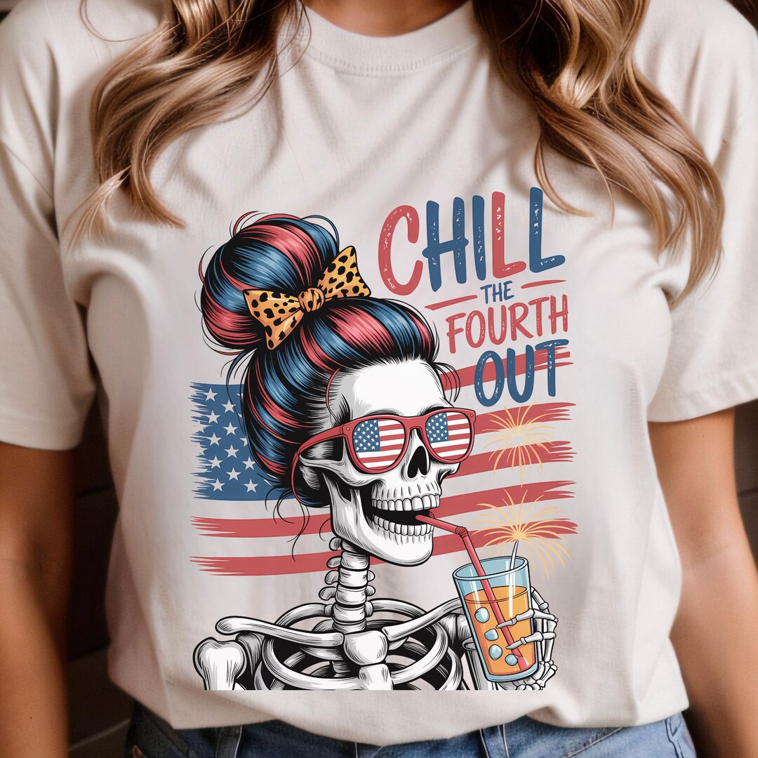 Patriotic Skeleton Girl PNG, 4th of July Clipart, USA Flag Art, Digital ...