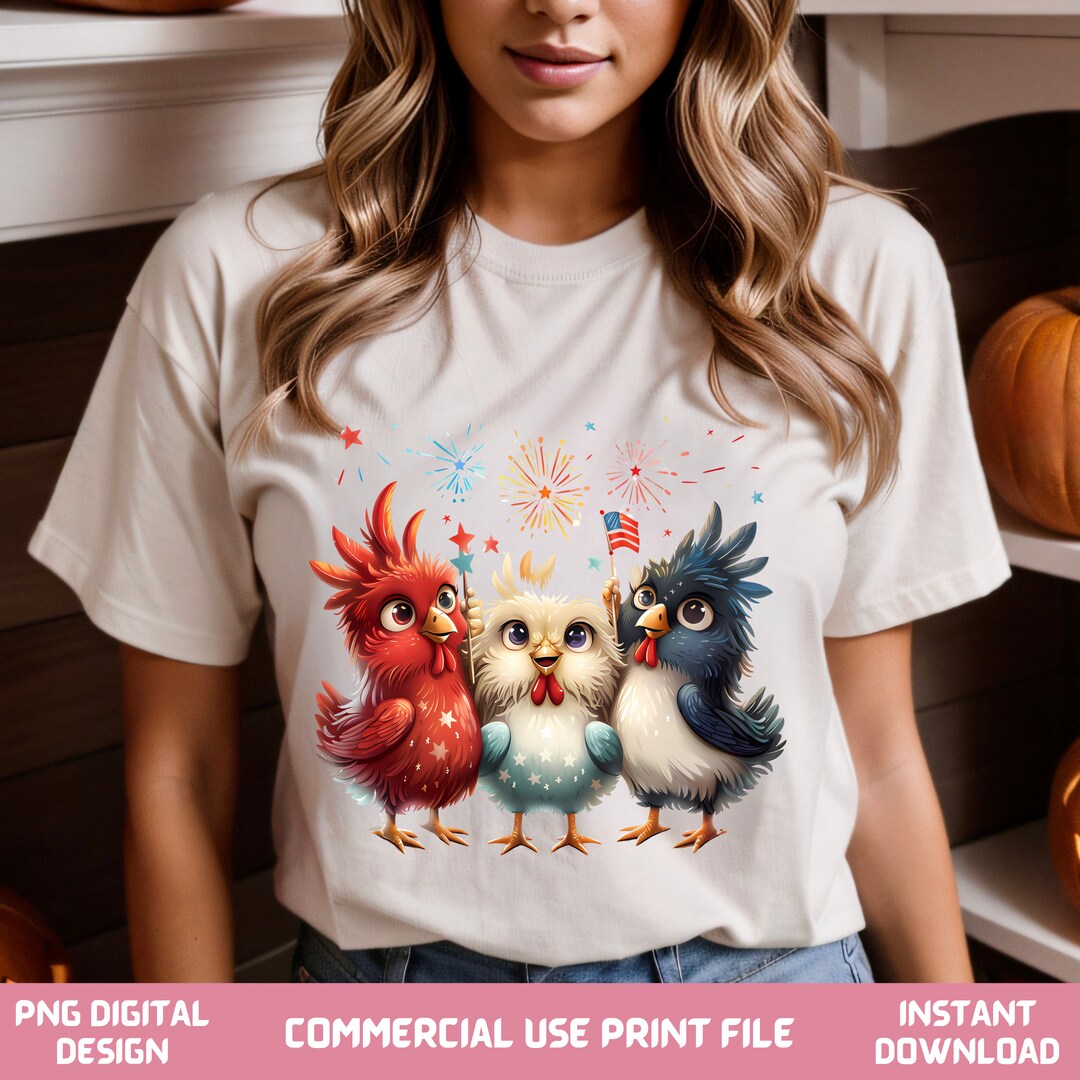 Patriotic USA Chicken PNG | Fun American Flag Chicken Digital Download ...