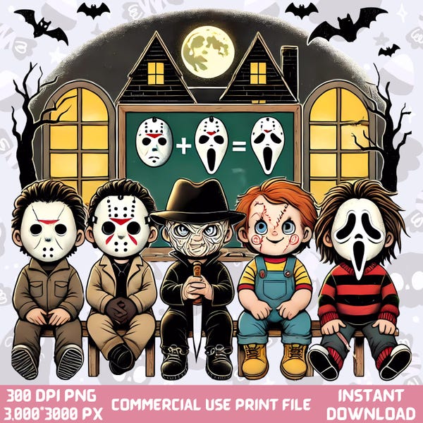 Friends Forever Horror Characters Png, Happy Halloween Gift Png, Movie Killers Png, Halloween ...