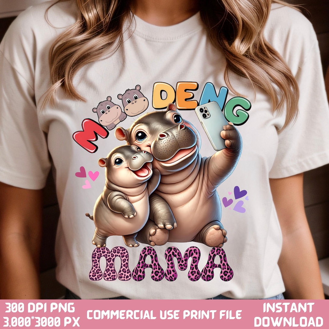 Moo Deng Mama Watercolor Clipart Cartoon Png, Pygmy Hippo Png, Baby ...