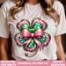 Sequin Shamrock Clipart, Watercolor Clover With Pink Bow, Sublimation ...