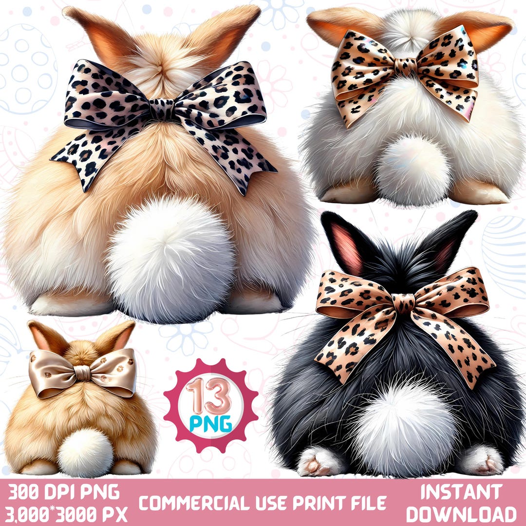 Easter Funny Bunny Butt Clipart Png, Watercolor Clipart Bundle ...