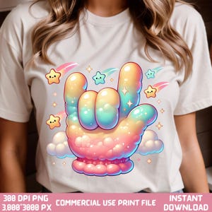 Pastel ASL I Love You Hand Sign PNG, Celestial Clipart, Sublimation ...