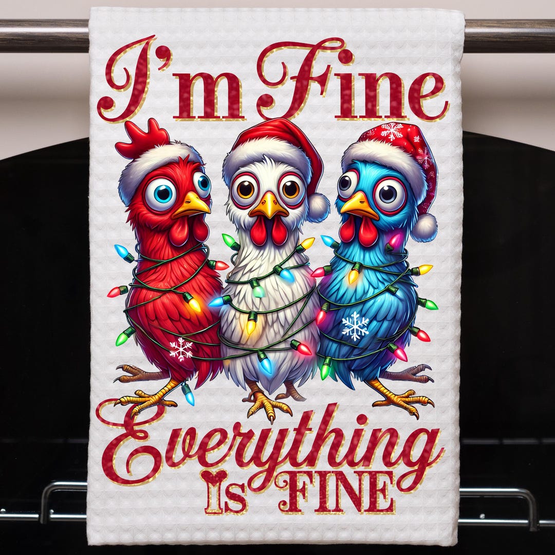 I'm Fine Png, Chickens Tangled Christmas Lights Png, Sublimation Png ...