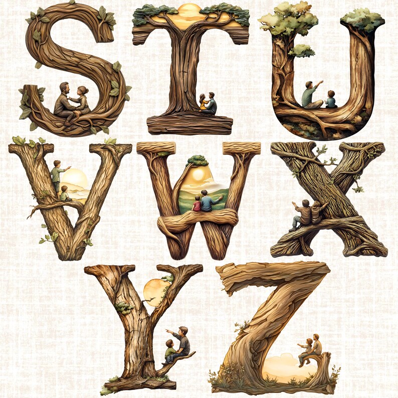 Father and Child Tree Letters & Numbers Clipart | Father's Day | A-Z 0 ...