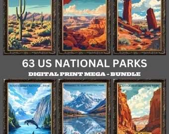 63 US National Park Prints, USA Parks Digital Posters, National Park ...