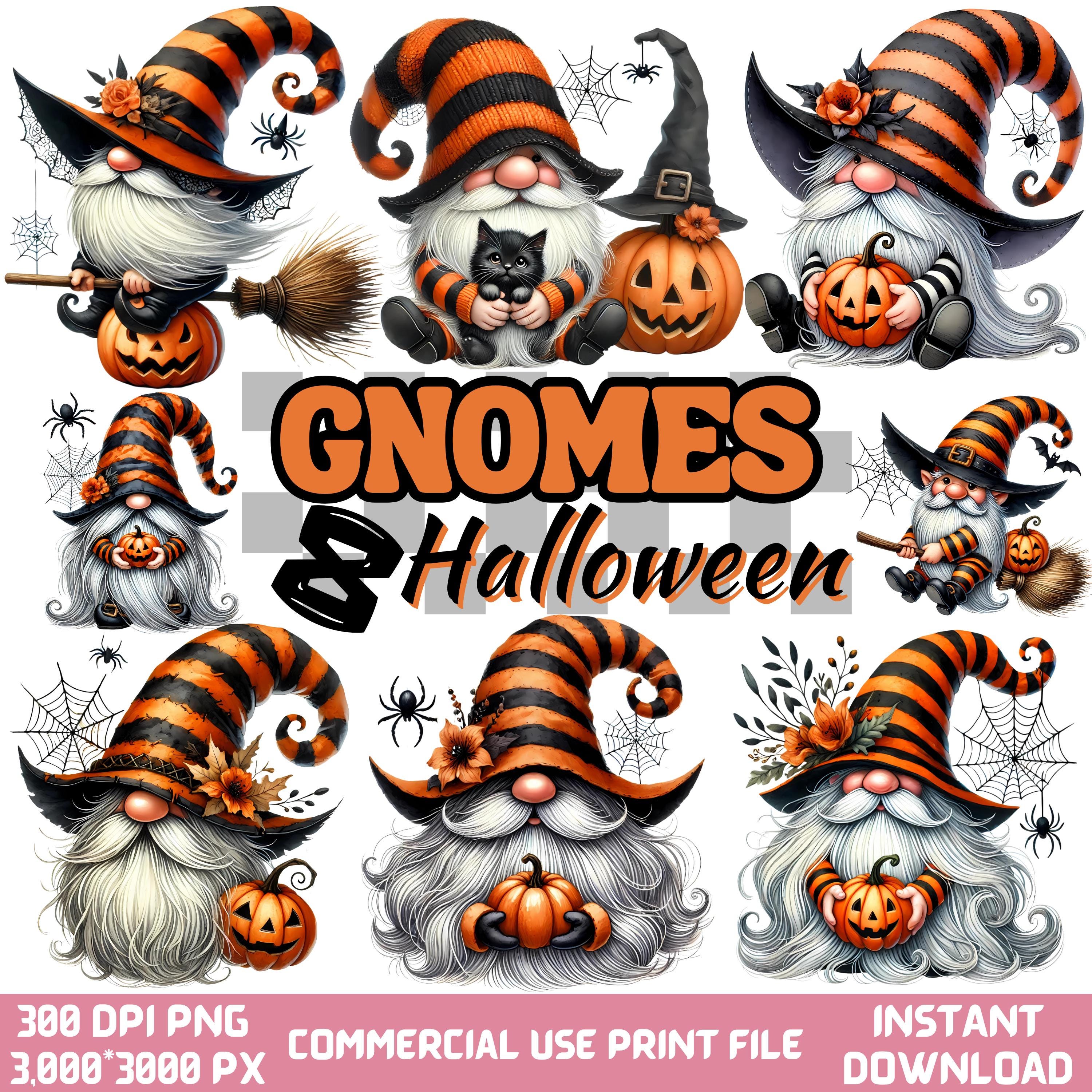 Watercolor Halloween Gnome of 8png, Clipart Buundle Png, Gnome Cute ...