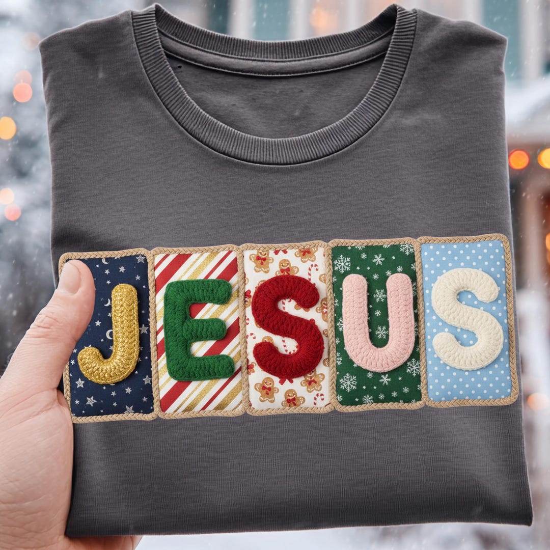 Christmas Jesus Patchwork PNG | Crochet Style Sublimation | Cozy ...