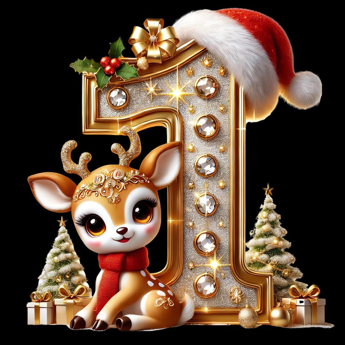 Christmas Reindeer Alphabet, Gold Letters & Numbers Clipart,diy ...