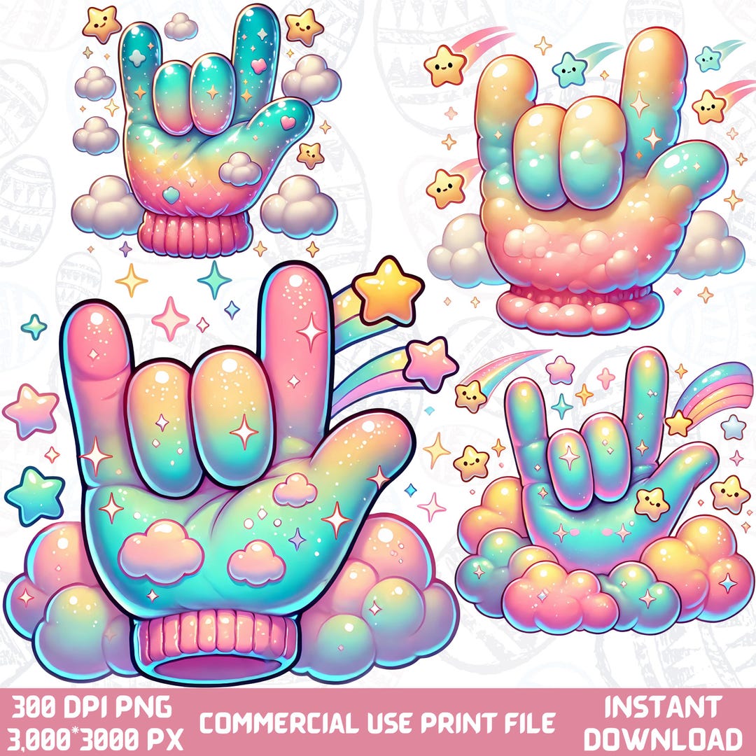 ASL Hand PNG | I Love You Hand Sign Png | Fluffy Clouds and Shooting ...