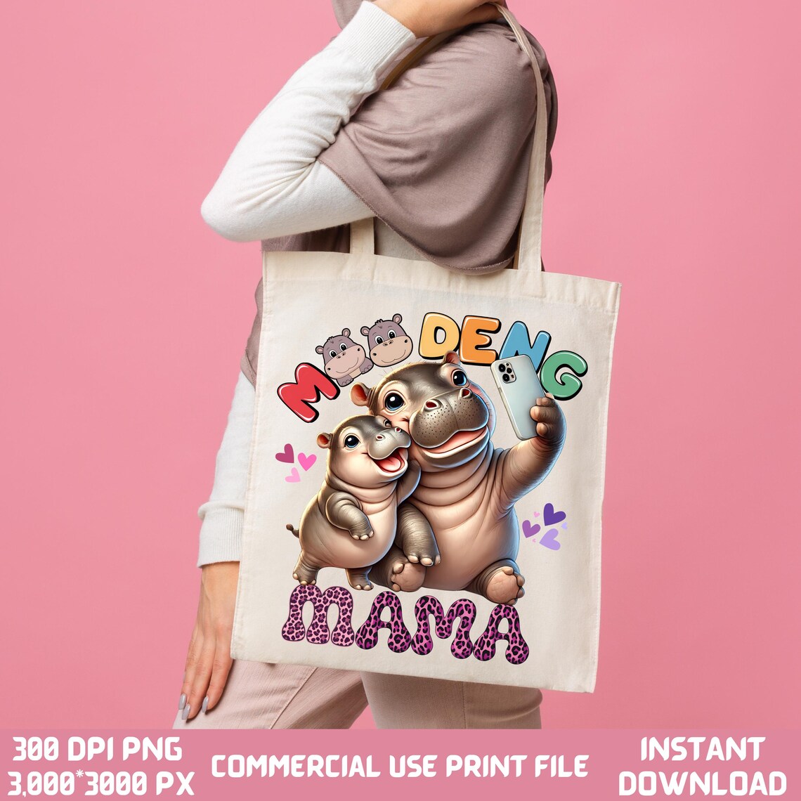 Moo Deng Mama Watercolor Clipart Cartoon Png, Pygmy Hippo Png, Baby ...