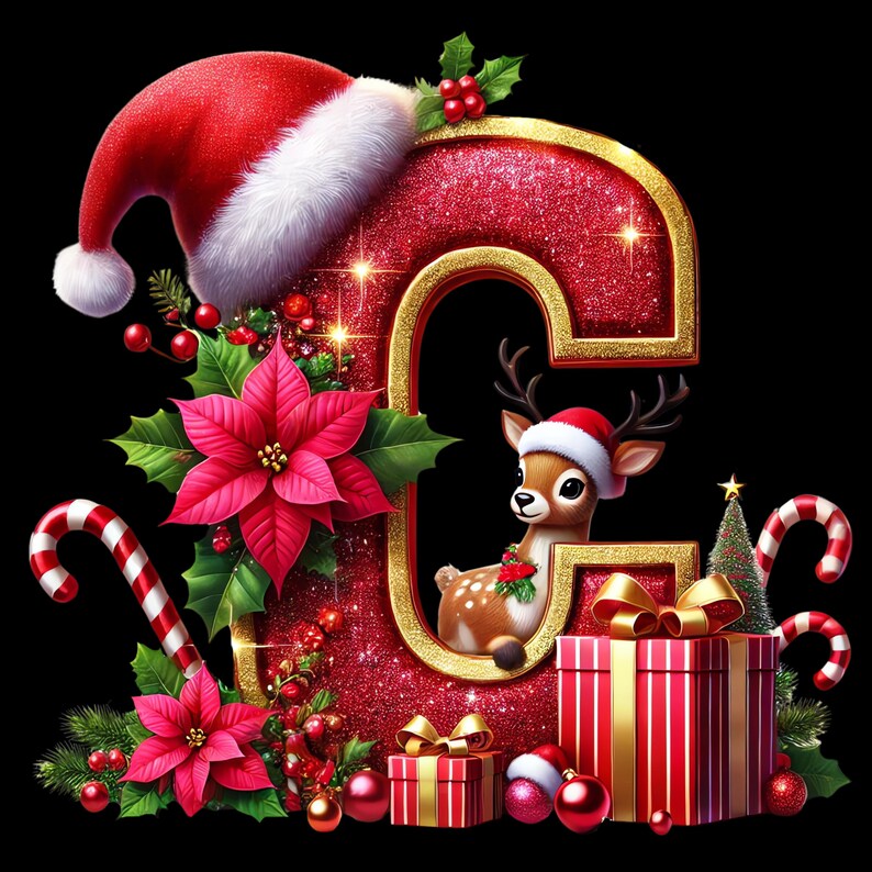 Christmas Reindeer Alphabet PNG, Holiday Letters, Card Making, Kawaii ...