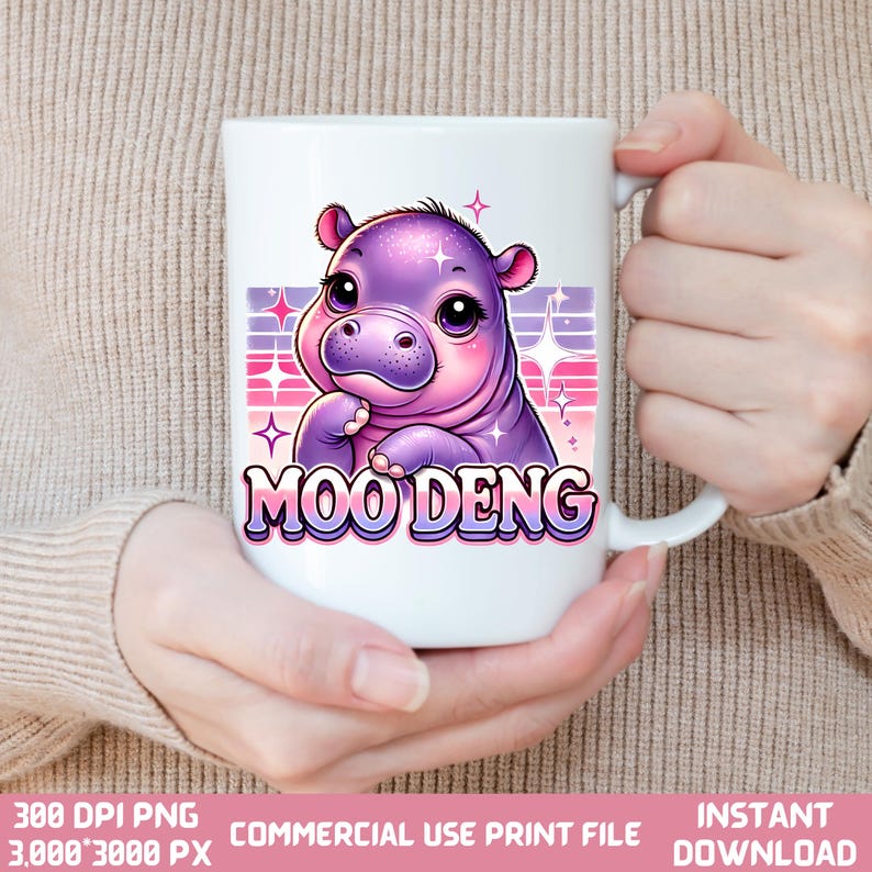 Moo Deng Watercolor Cartoon Png, Pygmy Hippo Png, Baby Hippopotamus Png ...