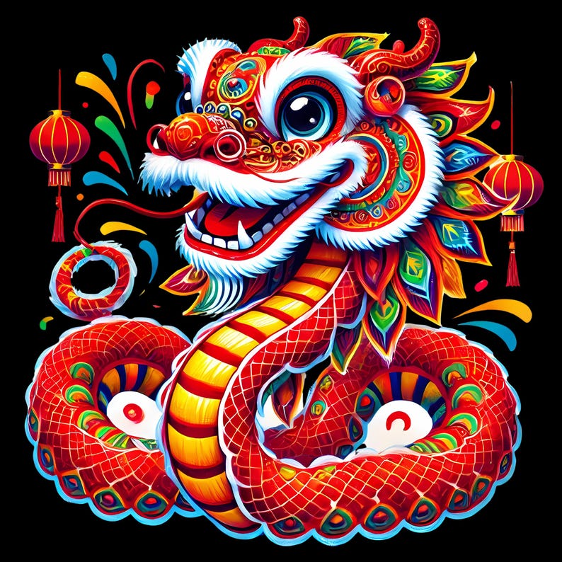 Year of the Snake PNG, Chinese New Year 2025, Sublimation Design ...