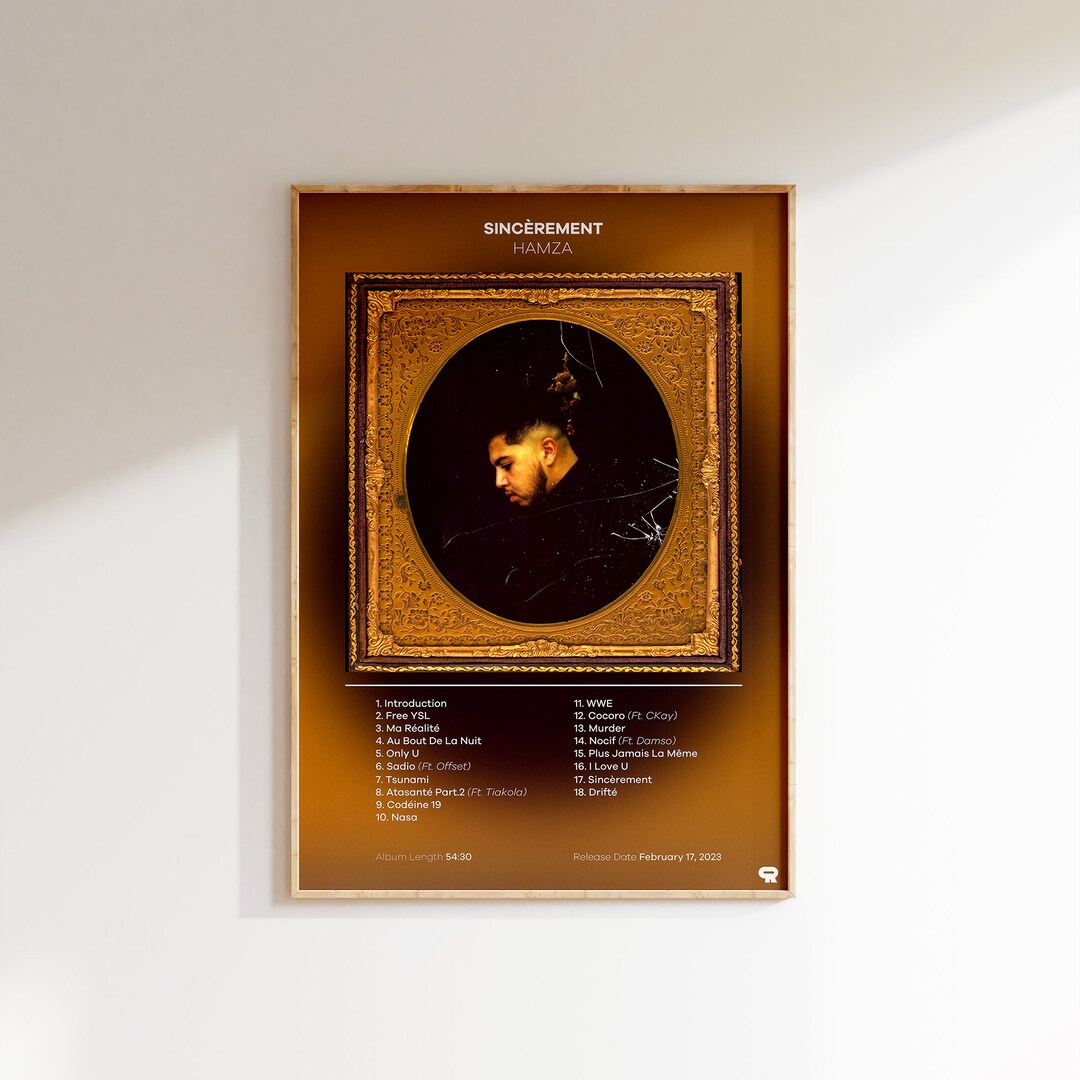 Album Cover Poster Sincerely by Hamza, Fr Rap Poster, Rapper Poster ...