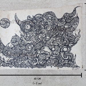 Line Drawing on Mulberry Paper, Acrylic Color Painting, Ppinssartique ...