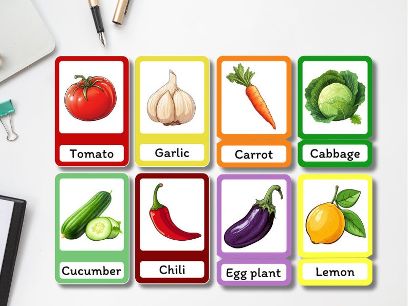 40 Vegetable Flashcards and Word Label - Etsy