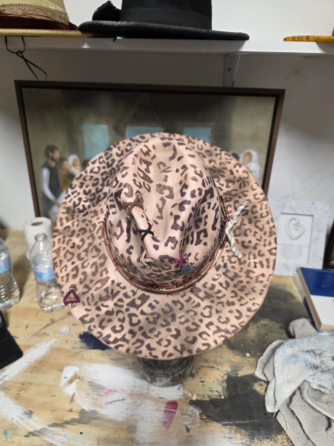 Custom Made Western Woodburned Hand Painted Animal Print Beige Hat. - Etsy