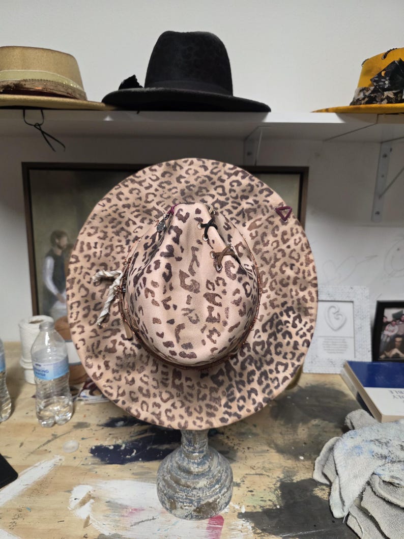 Custom Made Western Woodburned Hand Painted Animal Print Beige Hat. - Etsy