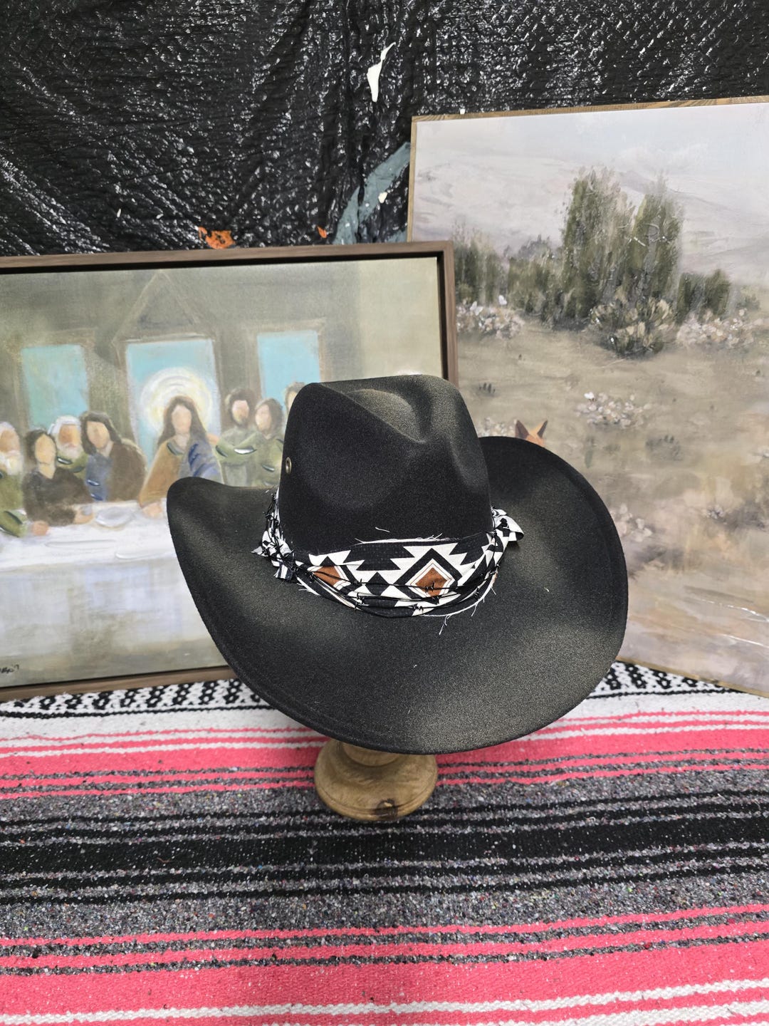 Black Aztec. Custom Made Burned Hat. - Etsy