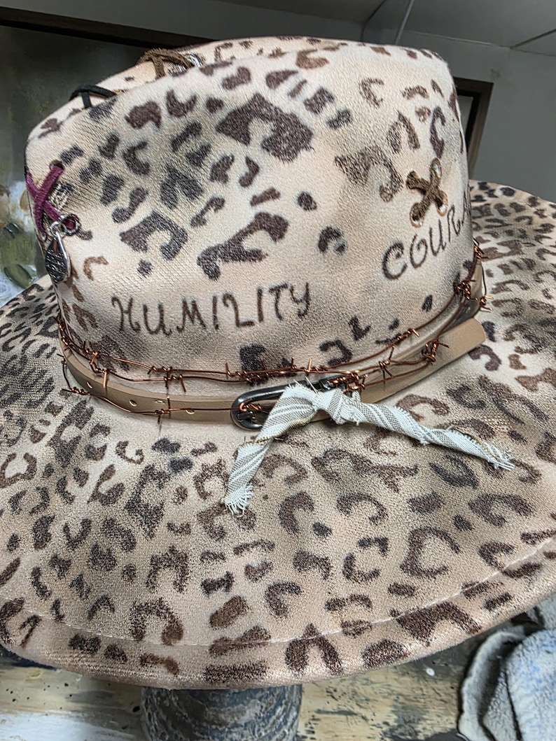 Custom Made Western Woodburned Hand Painted Animal Print Beige Hat. - Etsy