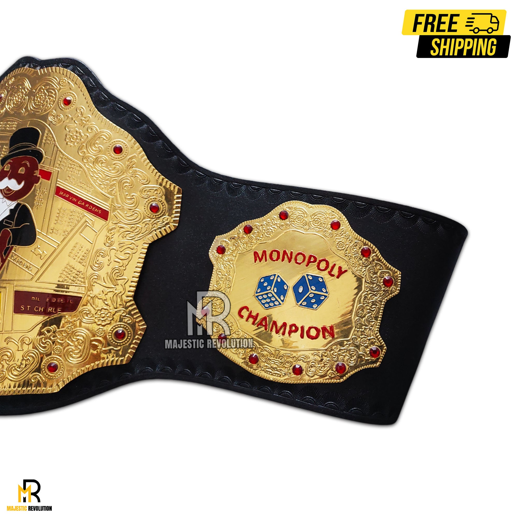 MONOPOLY Championship Belt Genuine Leather, 2mm/4mm/6mm Plates Adult ...