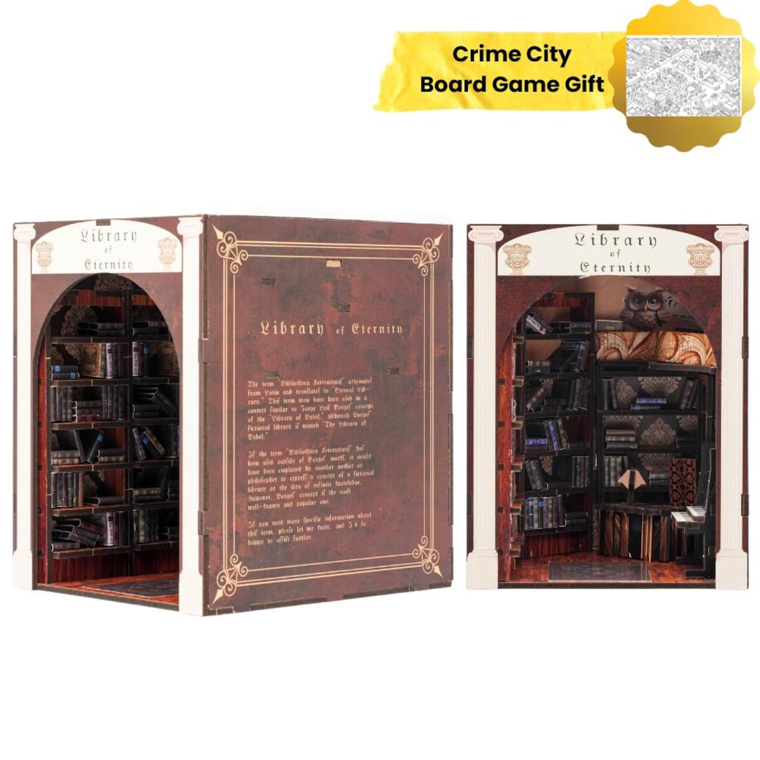 Infinity Library 3D Wooden Puzzle Book Nook Shelf Insert Model With LED ...