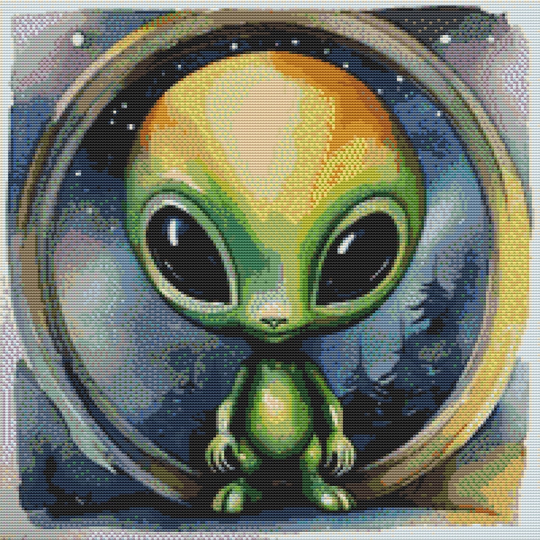 Galactic Alien Cross Stitch Pattern - Extraterrestrial Design, Colorful ...
