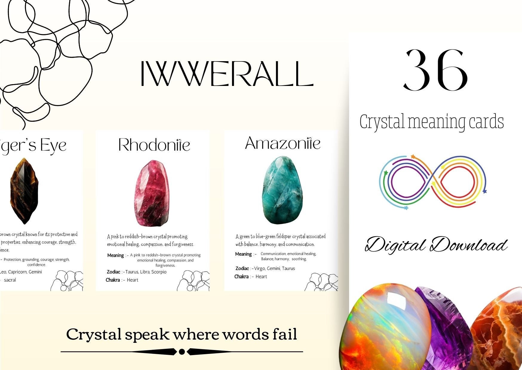 Crystal Wisdom: Editable Watercolor Gemstone Meaning Cards Printable ...