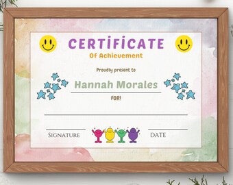 Printable Certificate of Achievement, Good Behaviour Reward, Digital ...