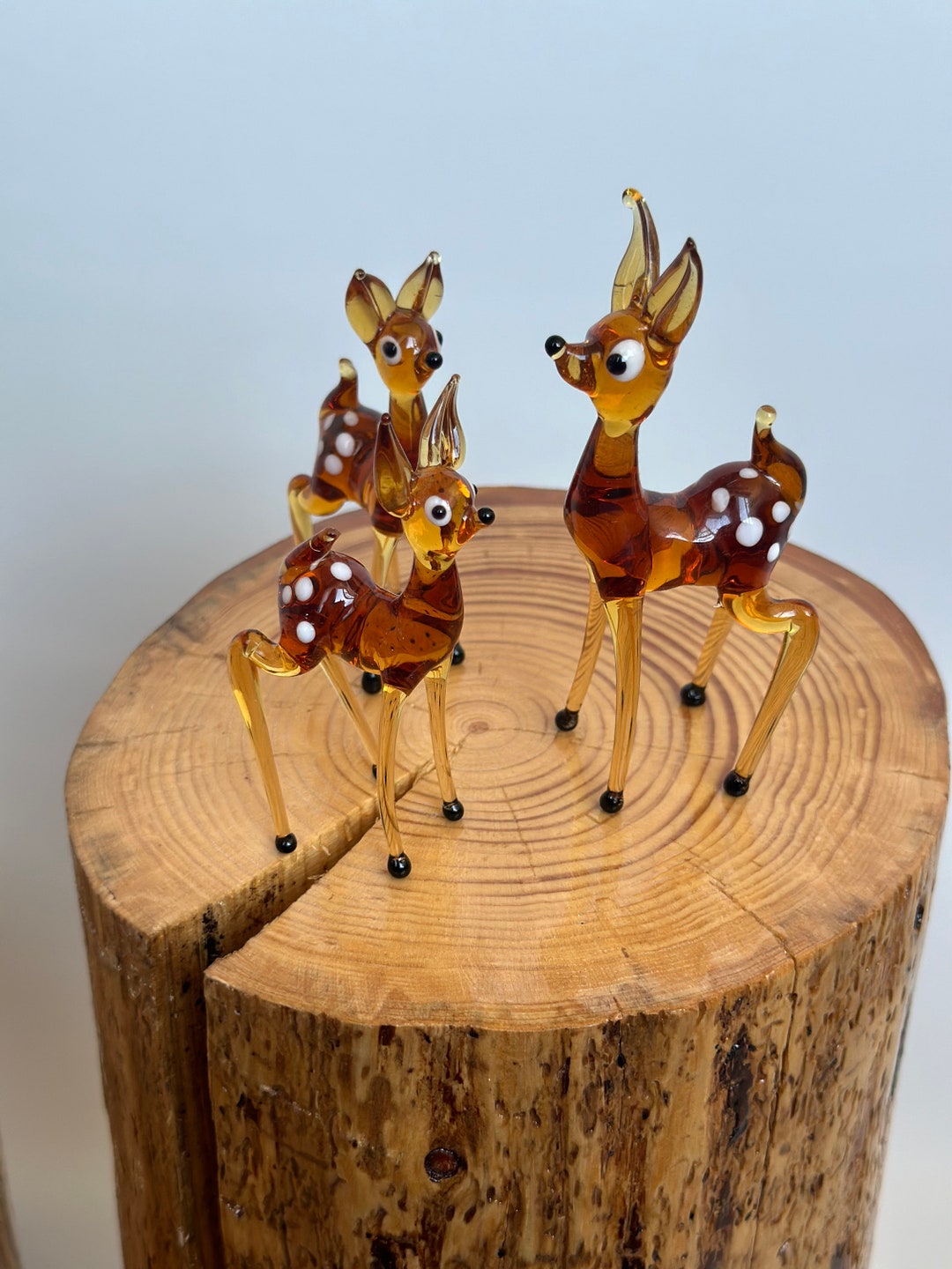 Set of 3 Handcrafted Czech Ornella Glass Doe Figurines - Elegant Home ...