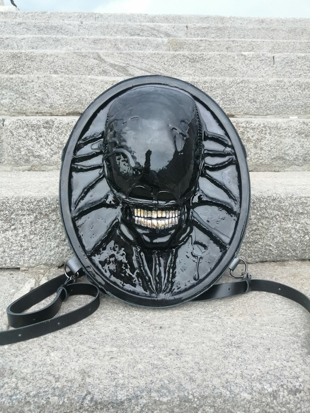 Alien Vs. Predator, Alien Xenomorph Mask Leather Backpack, Handmade ...