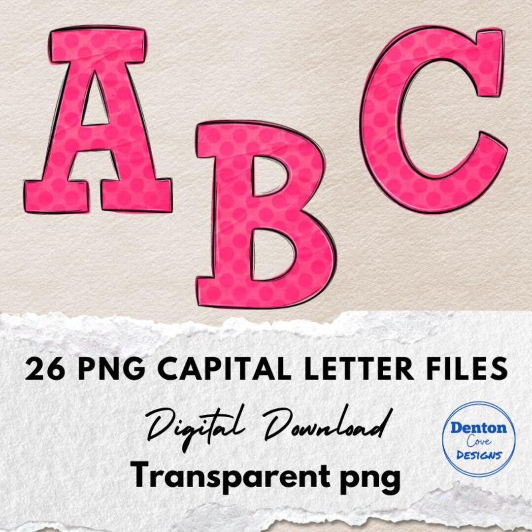 RR Pink Polka Dots Alphabet Set 26 High-quality Capital Letter PNG ...