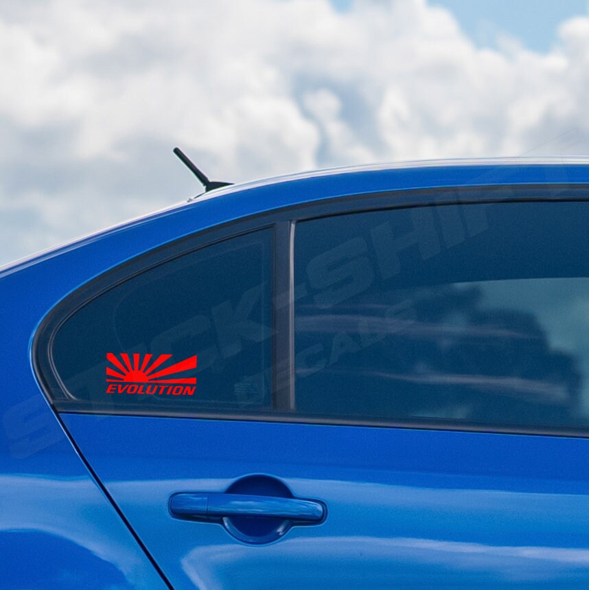 Rising Sun JDM Mitsubishi Evolution Style Sticker Car Bumper Decal Evo ...