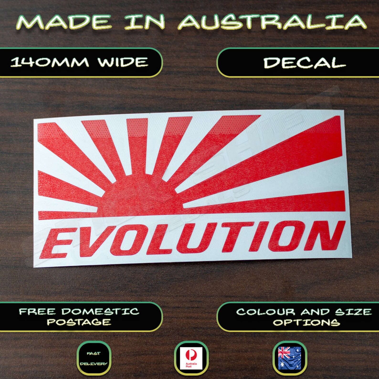 Rising Sun JDM Mitsubishi Evolution Style Sticker Car Bumper Decal Evo ...