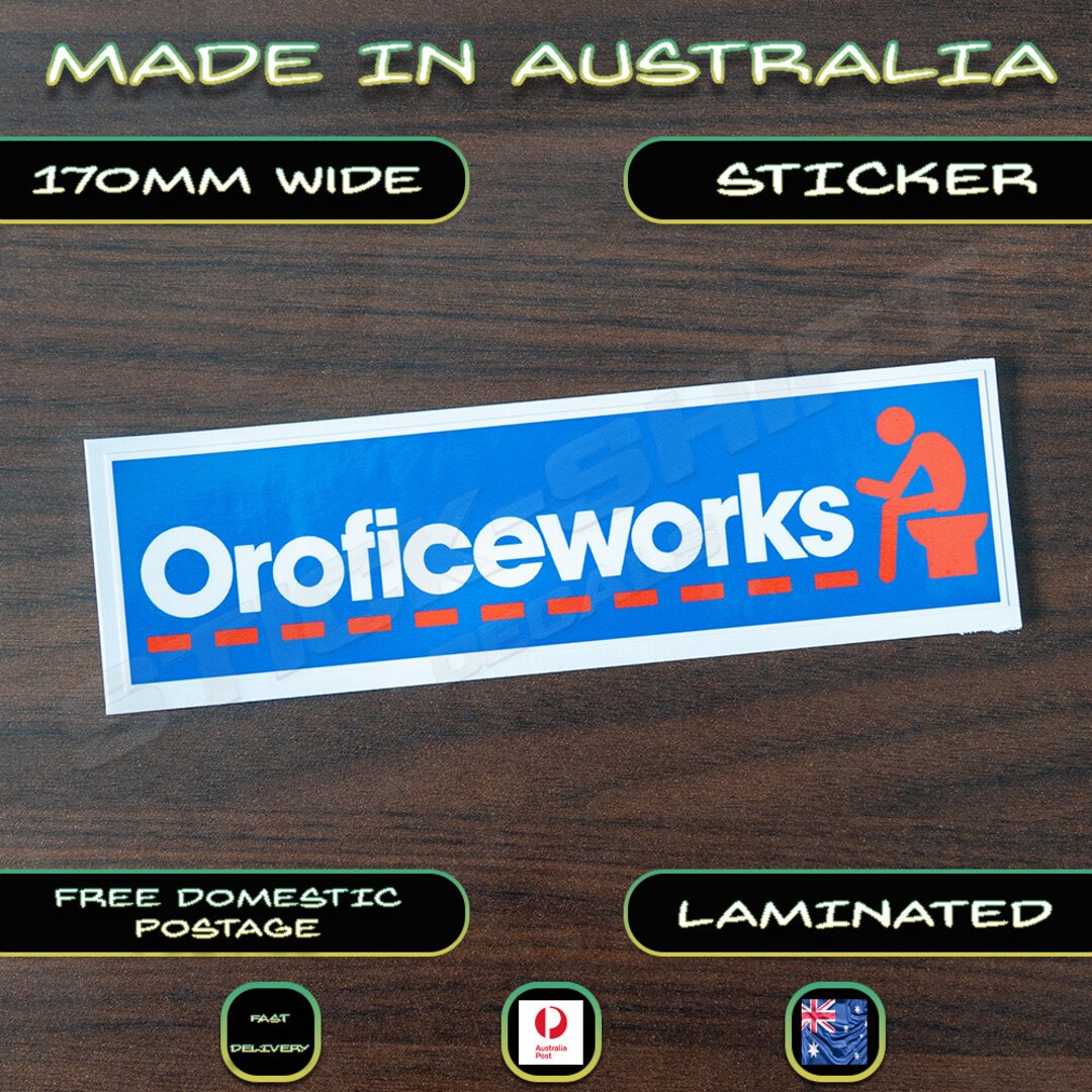 Oroficeworks Officeworks Style Sticker Car Bumper Decal Parody Funny ...
