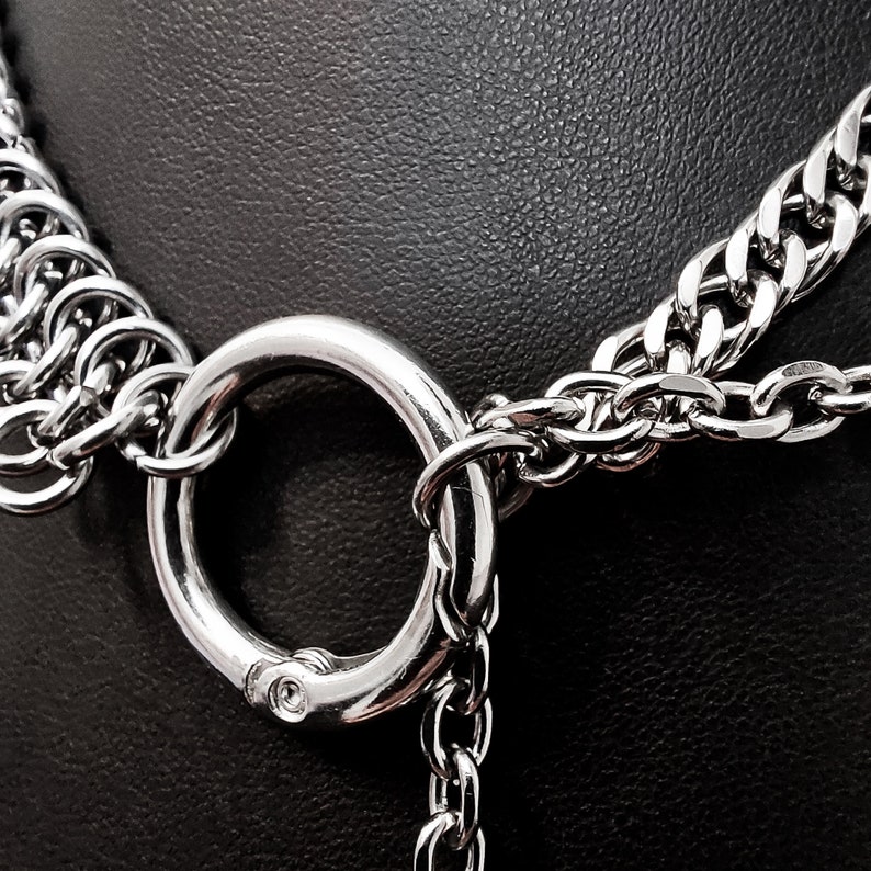 Asymmetrical European Chainmail and Chains Necklace With Spike Pendant ...